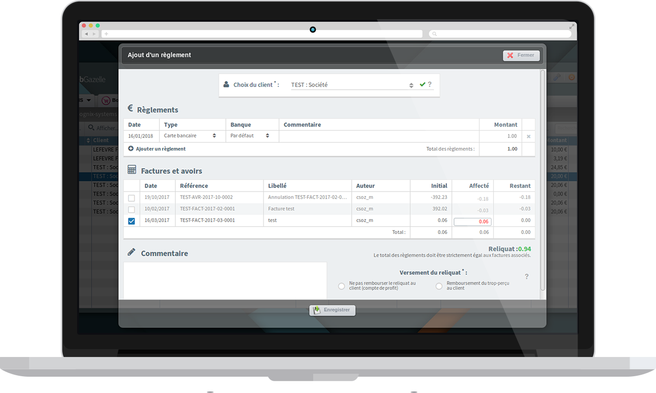 Module de gestion / facturation en ligne, par Cognix System